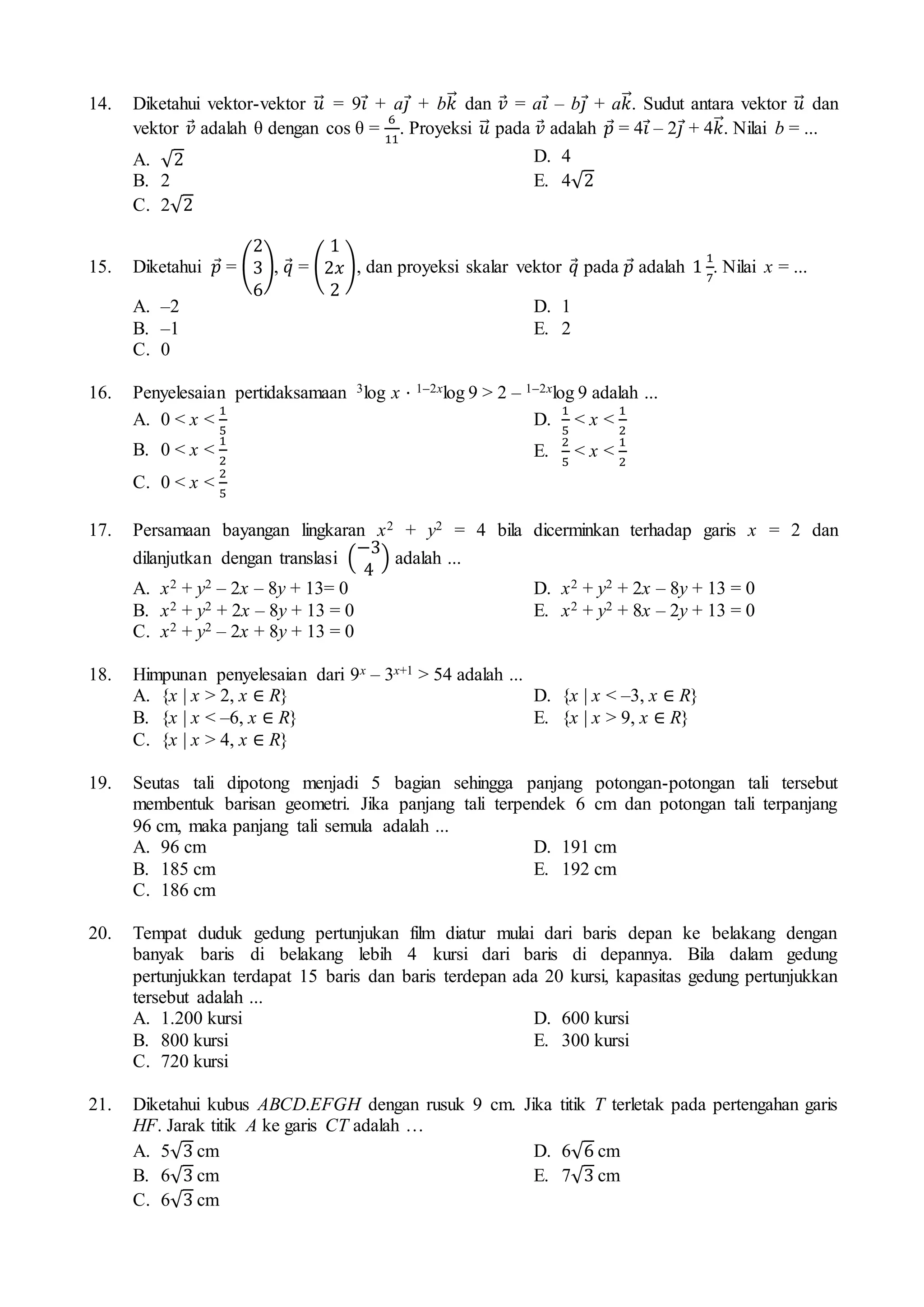 Naskah Asli UN Matematika SMA IPA 2014 | DOCX