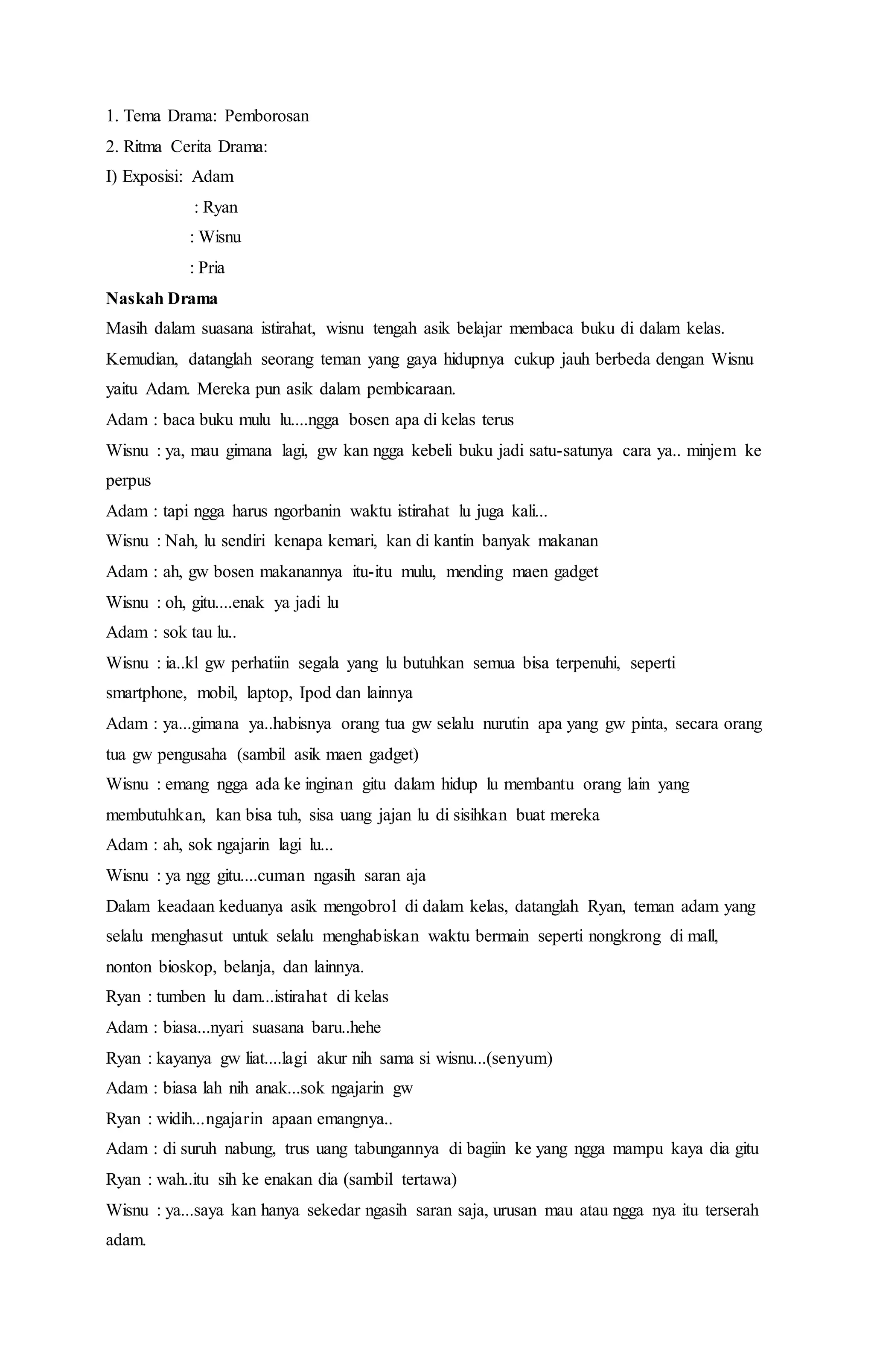 Naskah drama 4 orang pemborosan | DOCX