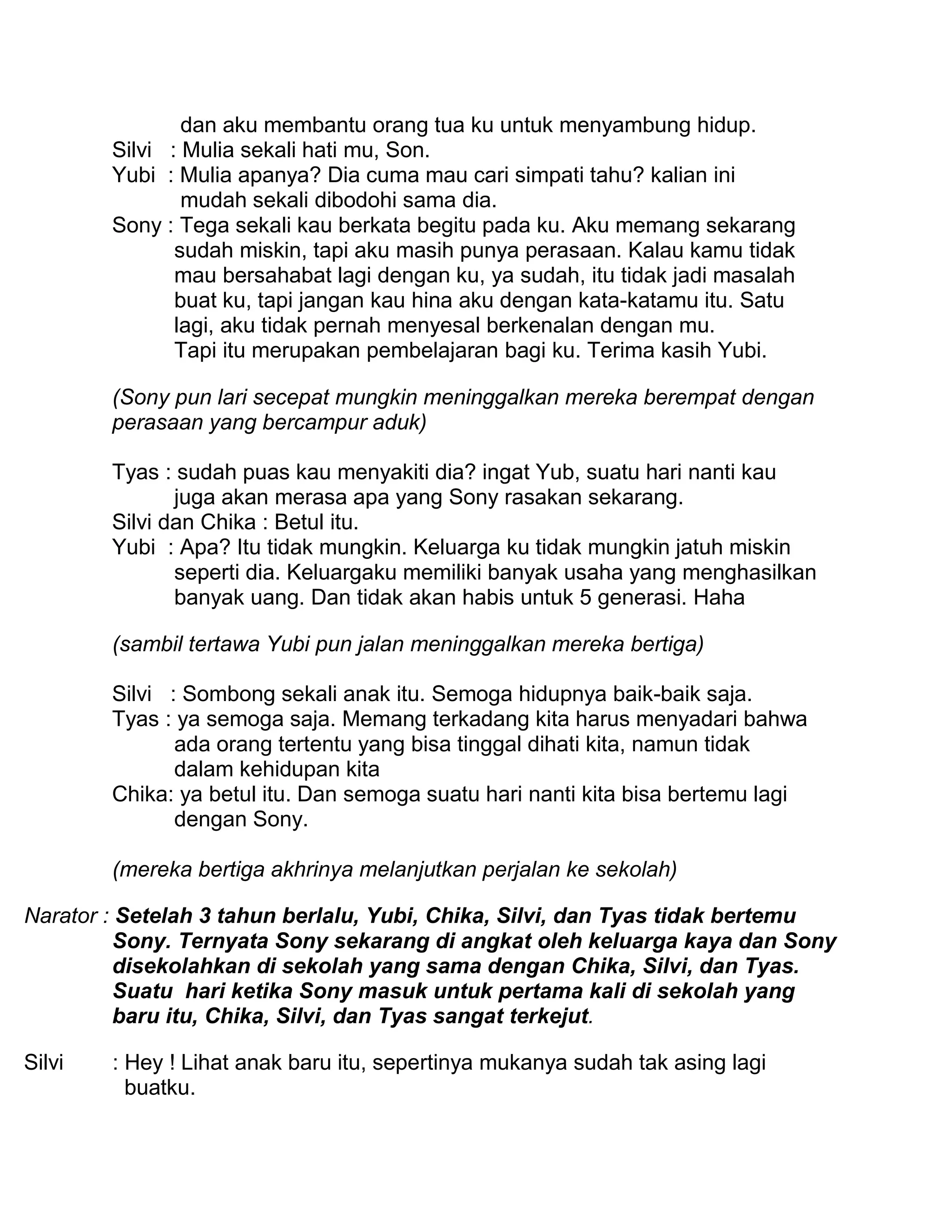 Naskah drama 5 orang tema persahabatan | DOTX