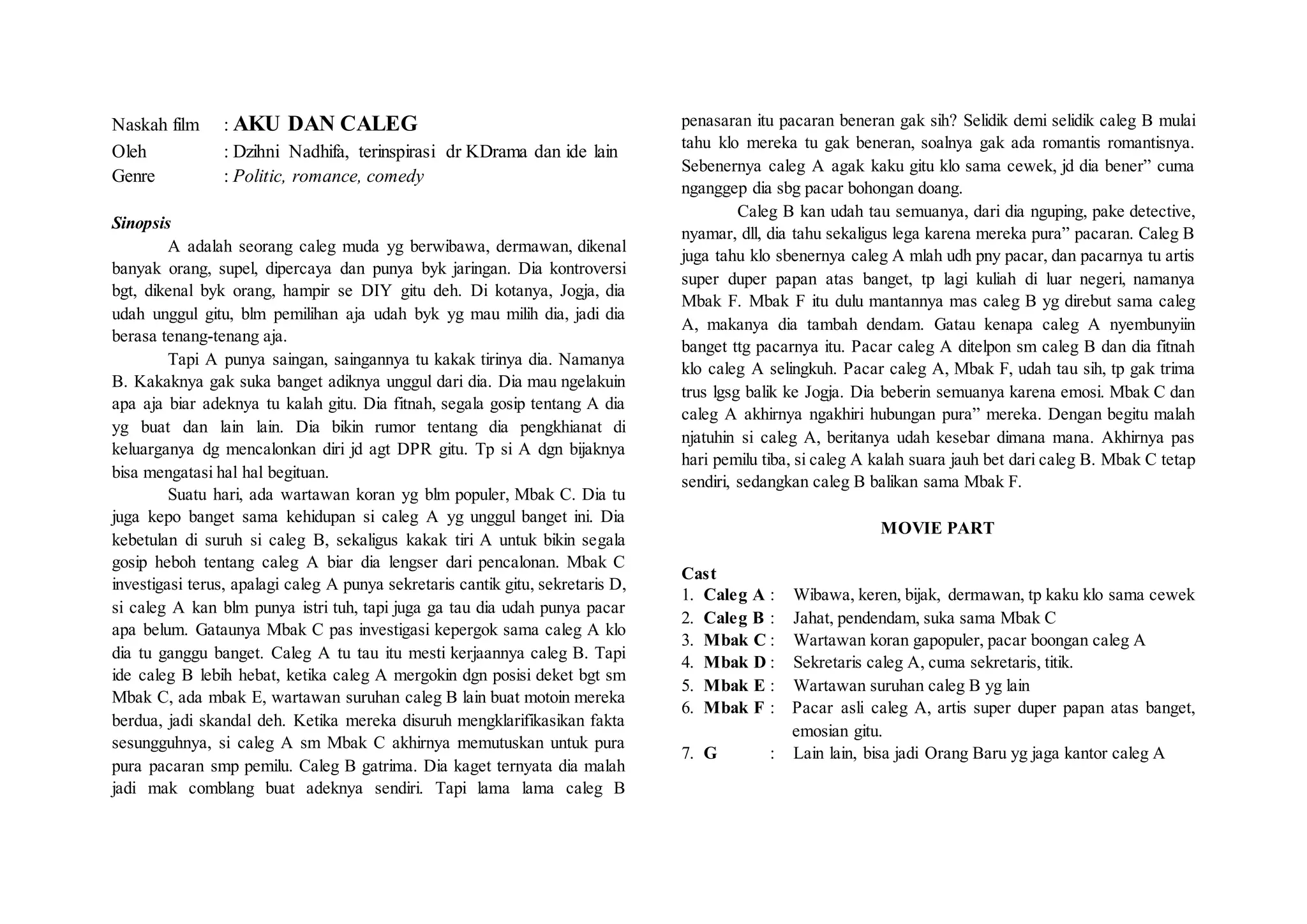 Naskah film Bahasa Inggris | DOCX