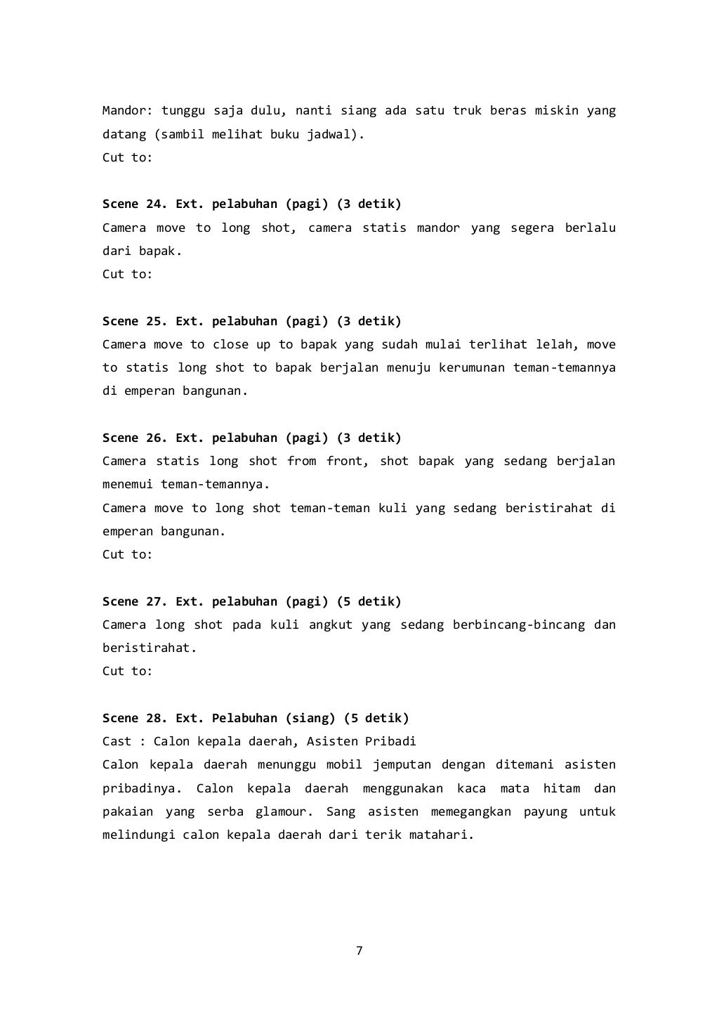 Naskah film pendek 'MASIH DIUSAHAKAN'