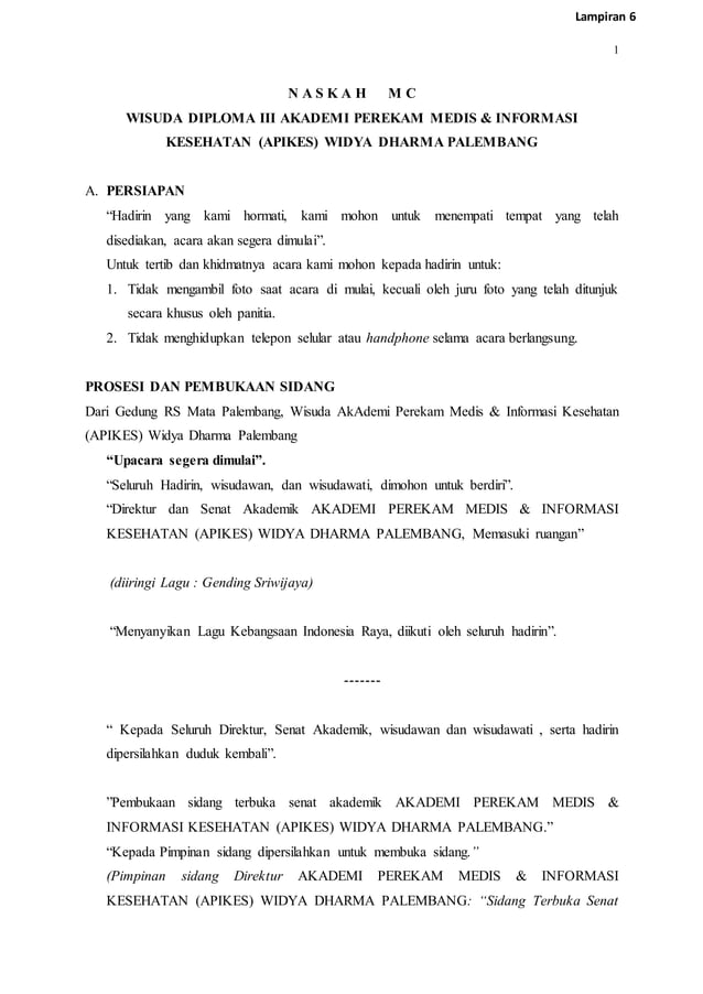 Naskah mc wisuda 2014 | DOCX