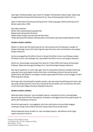 Naskah pidato prabowo | PDF