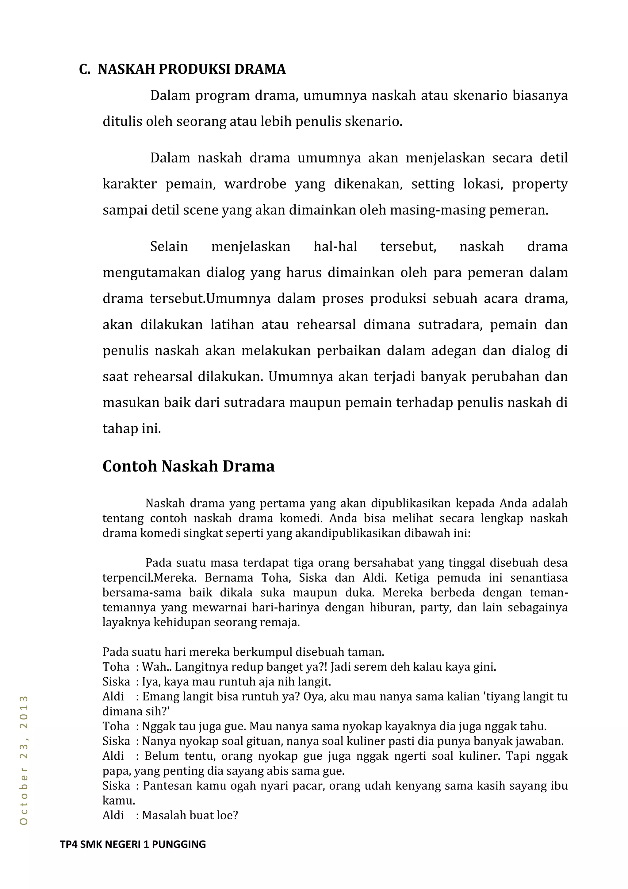 Naskah produksi siaran drama non drama dan berita | PDF