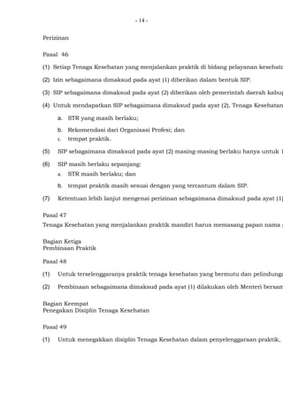 Draft Final UU Tenaga Kesehatan Sept 2014 | PDF