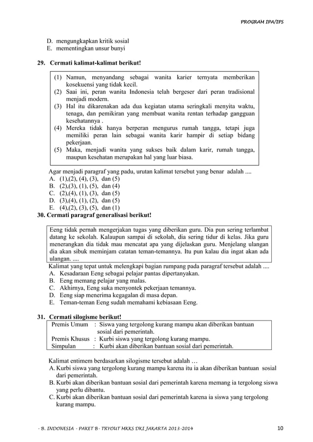 TRYOUT 4 BHS INDONESIA PAKET B | PDF