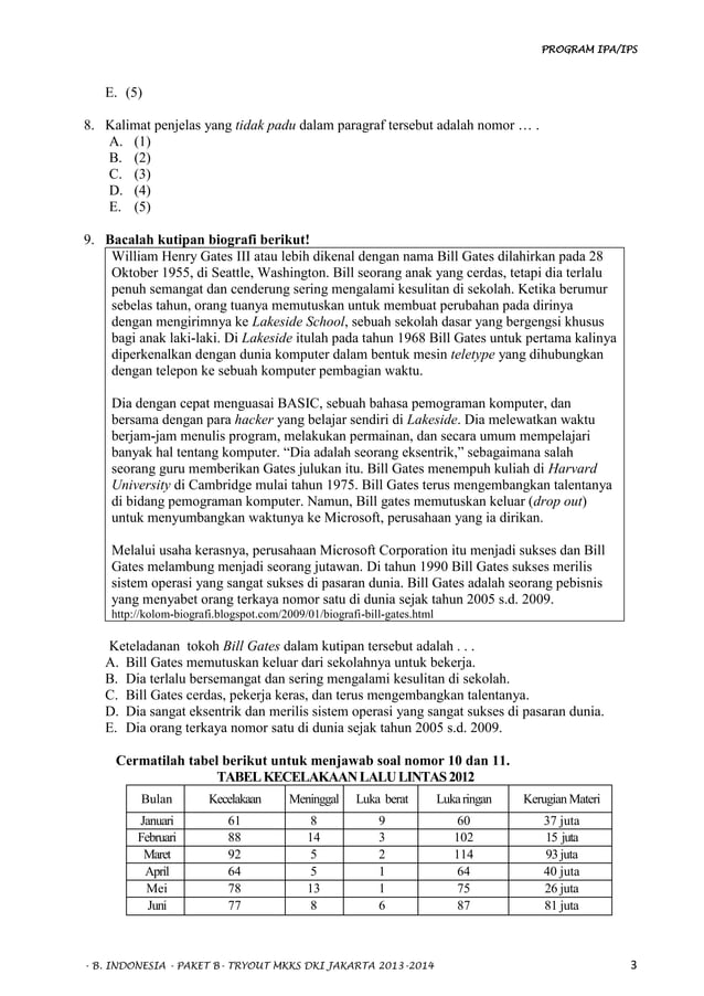 TRYOUT 4 BHS INDONESIA PAKET B | PDF