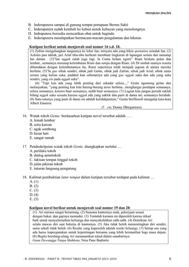 TRYOUT 4 BHS INDONESIA PAKET B | PDF