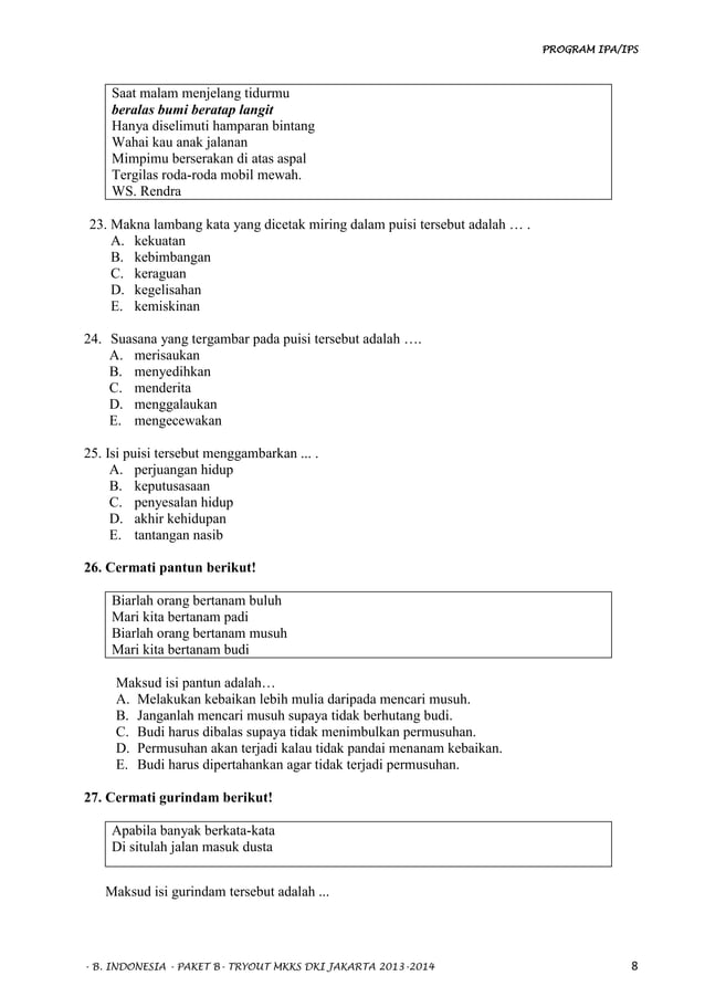 TRYOUT 4 BHS INDONESIA PAKET B | PDF