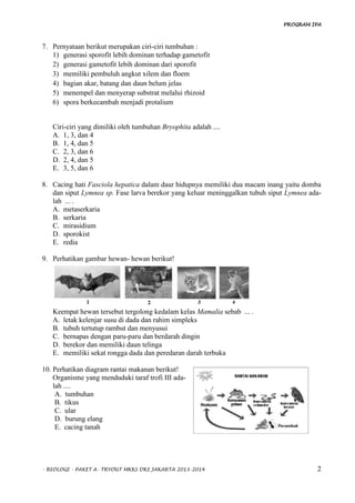 TRYOUT 4 BIOLOGI TIPE A 2014 | PDF