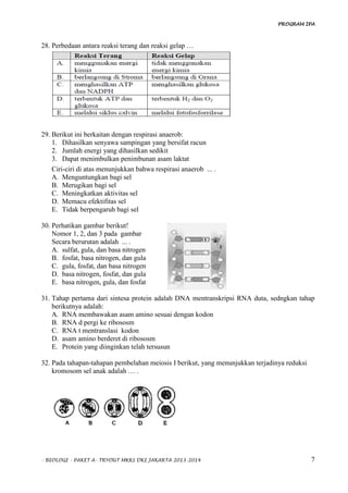 TRYOUT 4 BIOLOGI TIPE A 2014 | PDF