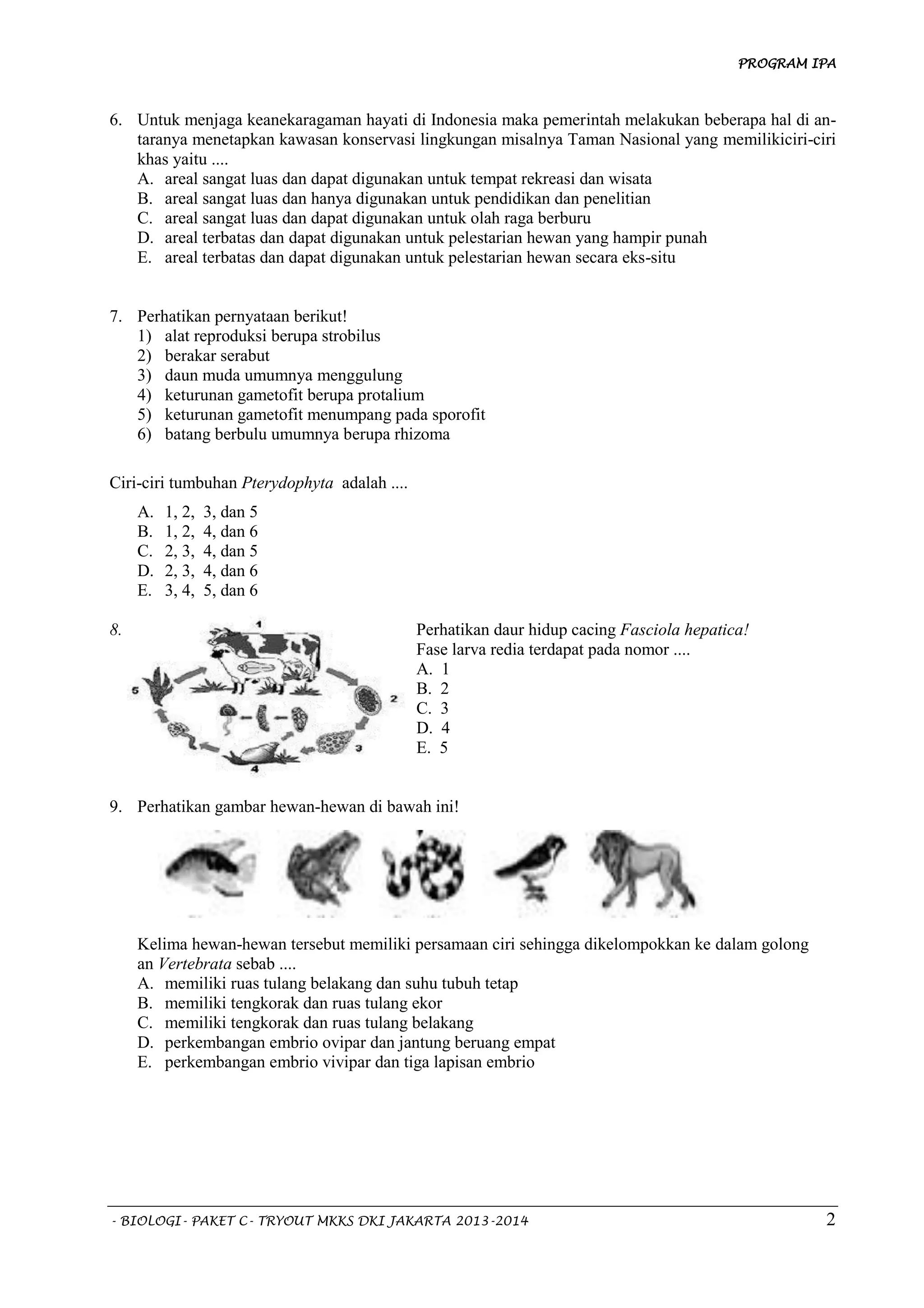 TRYOUT 4 BIOLOGI C 2014 | PDF