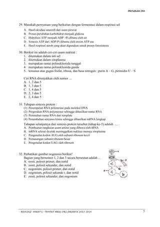 TRYOUT 4 BIOLOGI C 2014 | PDF