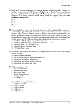 TRYOUT 4 BIOLOGI C 2014 | PDF