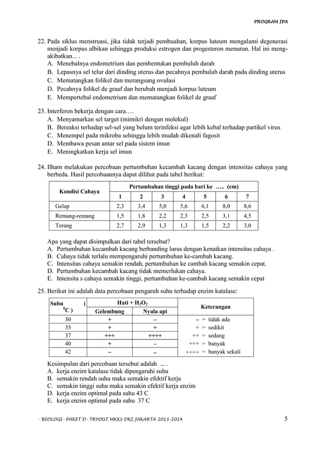TRYOUT 4 BIOLOGI D 2014 | DOCX