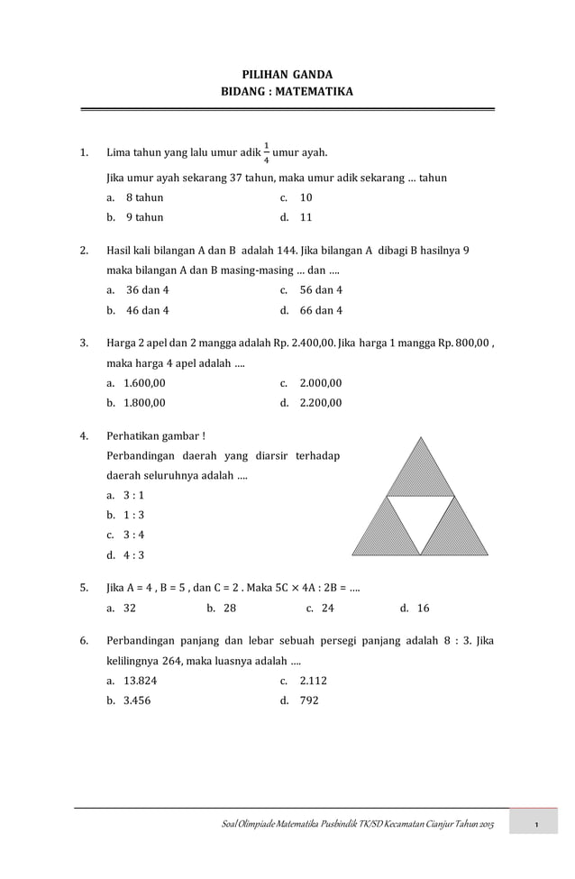 Naskah soal matematika | PDF