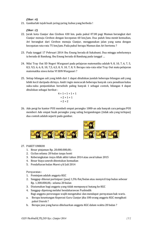 Naskah soal matematika osn 2018 | PDF