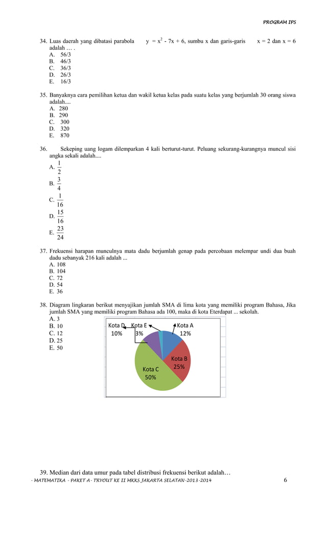 Soal tryout matematika paket a ips | PDF