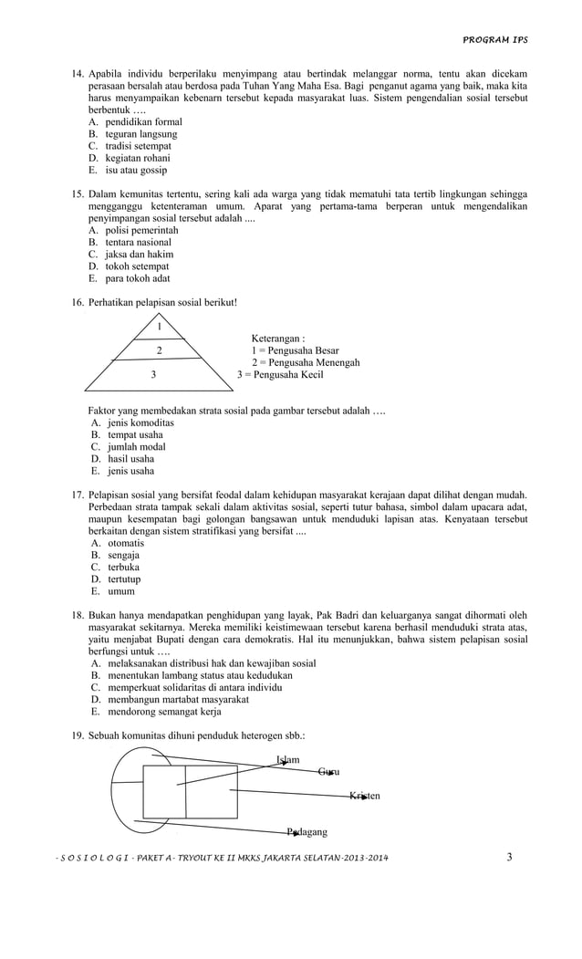 Soal tryout sosiologi paket a | DOC