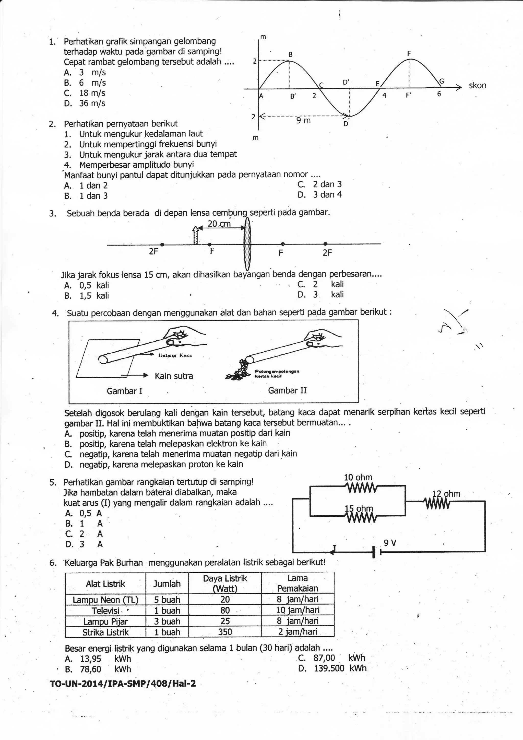 Naskah Soal Tryout Ujian Nasional IPA SMP Kab Tuban Tahun 2014 Paket 408 | PDF