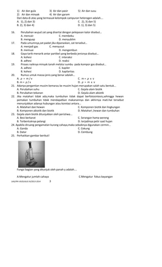 NASKAH SOAL UAS IPA SMP KELAS 7 SEM.1 TP.2013-2014 | PDF NASKAH SOAL UAS IPA SMP KELAS 7 SEM.1 TP.2013-2014 | PDF