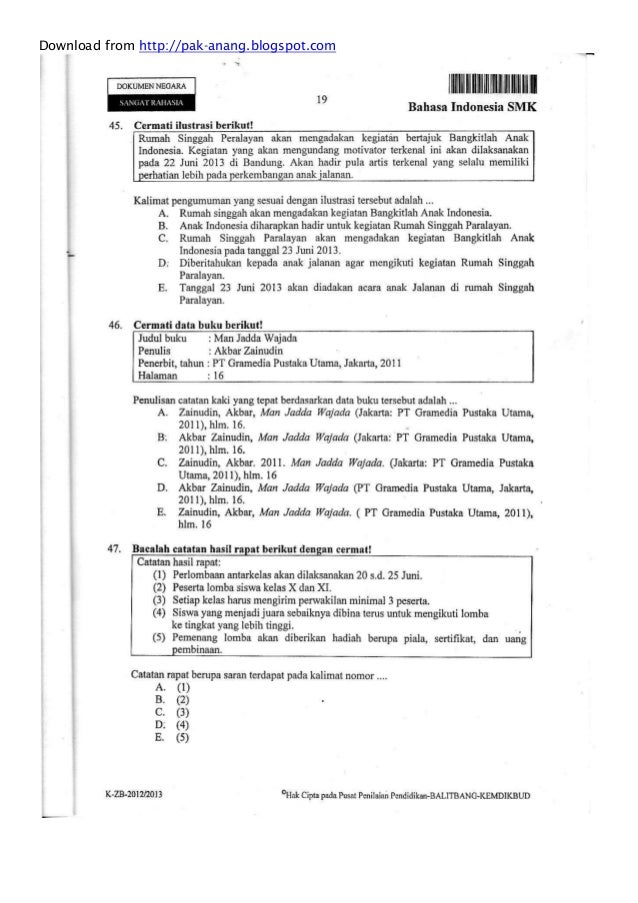 Naskah soal un bahasa indonesia smk 2013 paket 1 Naskah soal un bahasa indonesia smk 2013 paket 1