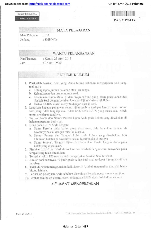 Naskah soal un ipa smp 2013 (40 paket soal) pak anang.blogspot.com