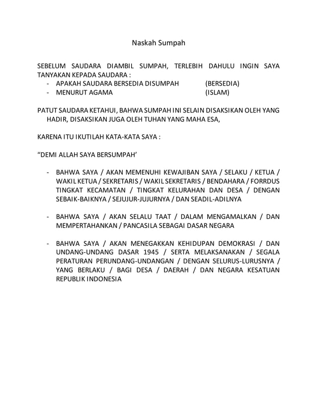 Naskah sumpah | DOCX