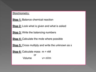 Quantitative aspects of chemical change | PPTX | Chemistry | Science