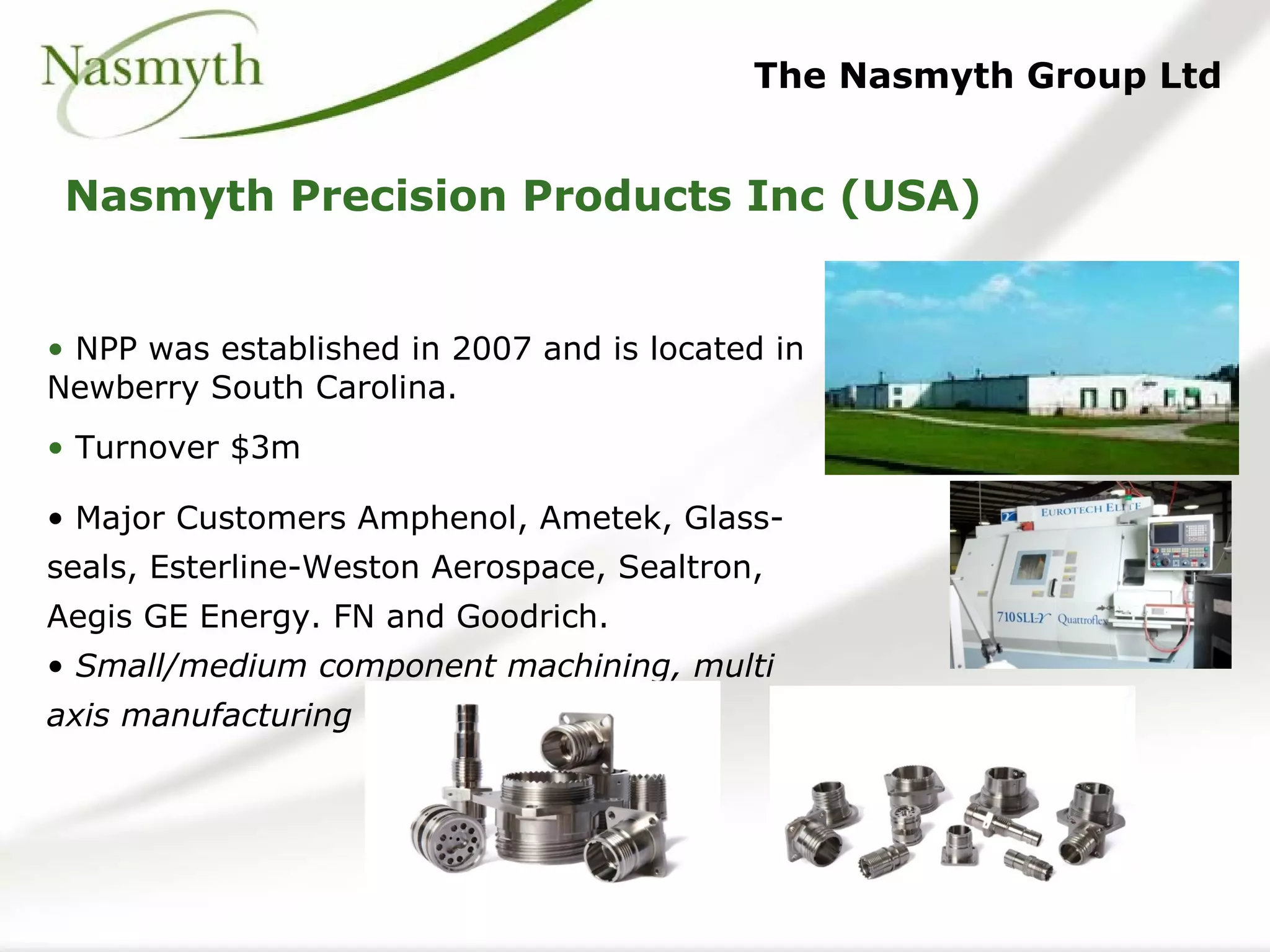 Nasmyth corporate presentation | PPT