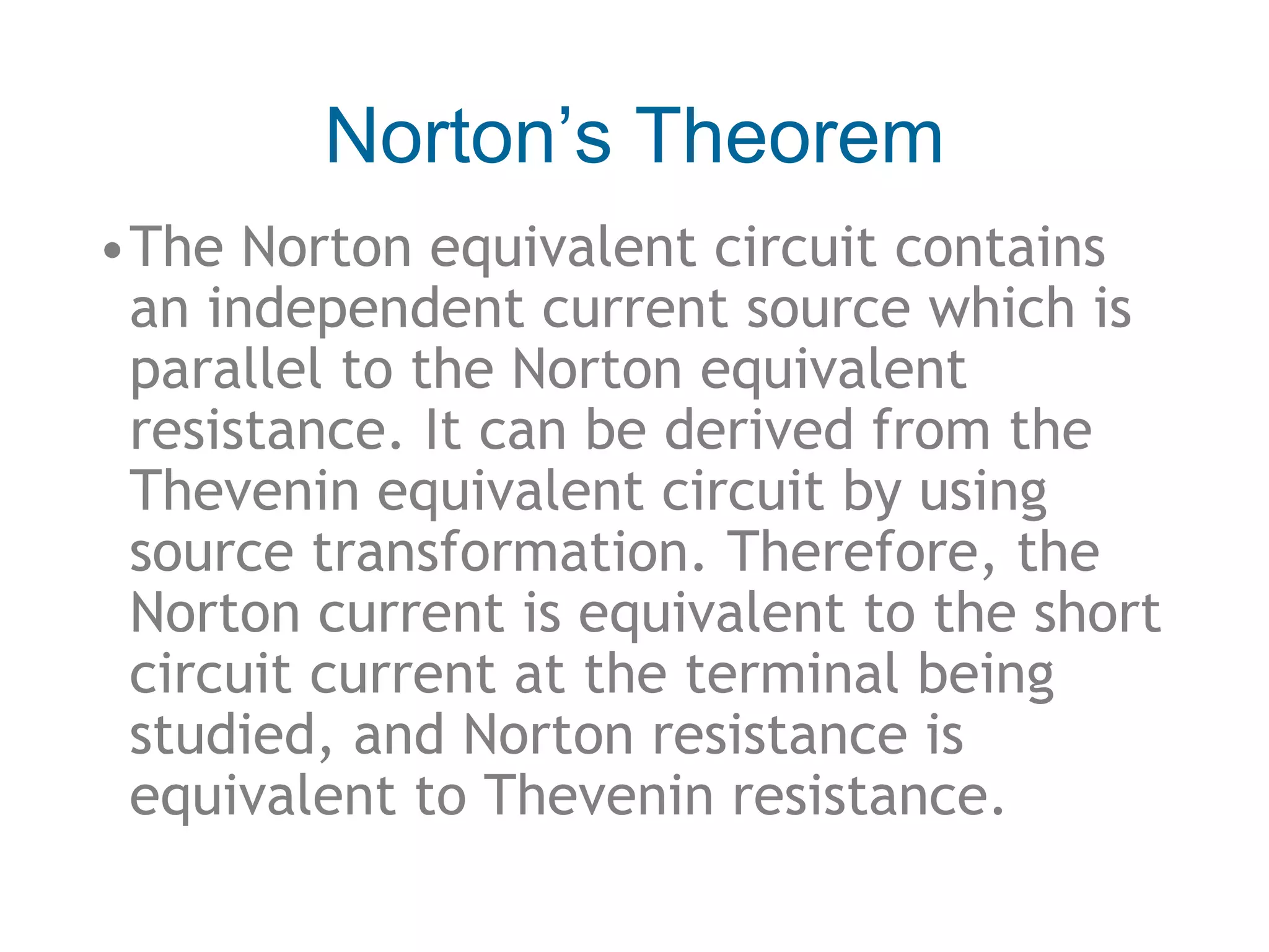 Electric network theorems | PPT