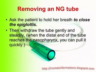 Nasogastric Tube (NGT) insertion and removal | PPS
