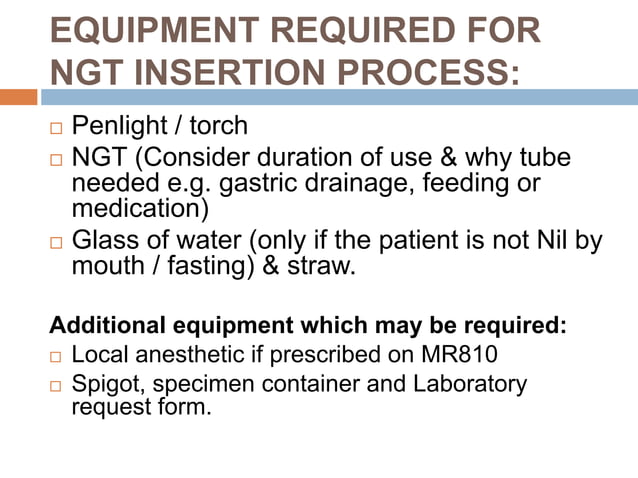 Nasogastric tube insertion and feeding | PPTX