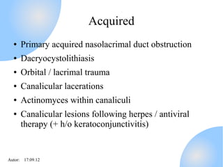 nasolacrimal system examination | ODP