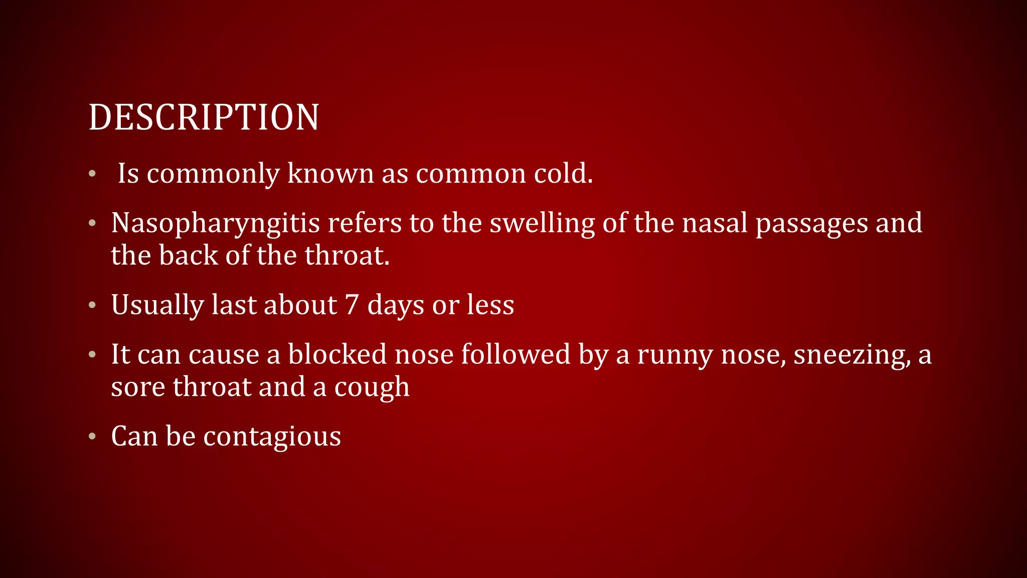 Nasopharyngitis | PPTX