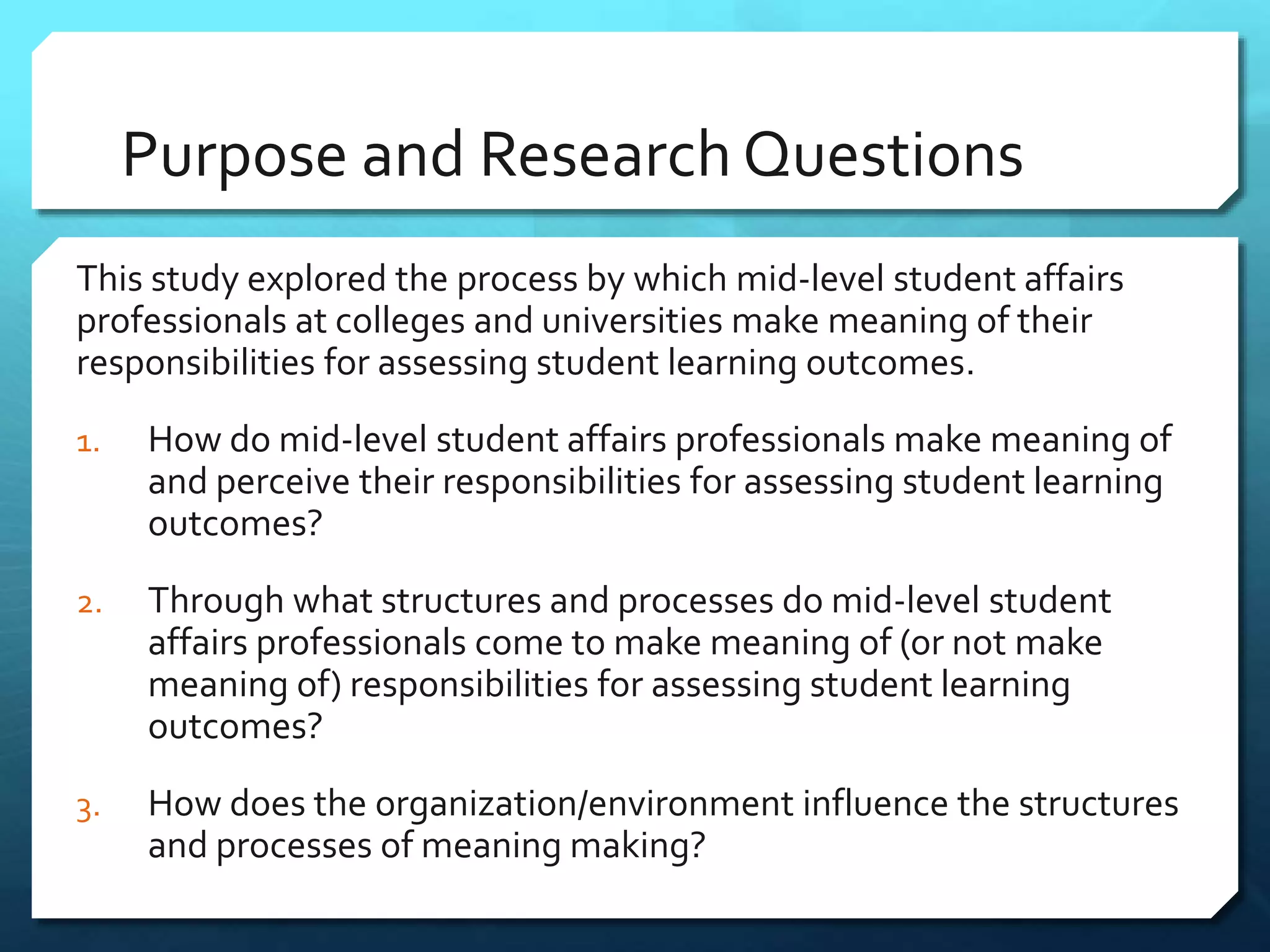 Assessing Ourselves: Mid-Level Professionals and Making Meaning of the Assessment Competencies ...