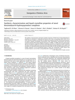 Synthesis, characterization and liquid crystalline properties of novel ...