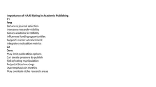 NASS RATING IMPACT FACTOR AND H INDEX WITH | PPTX