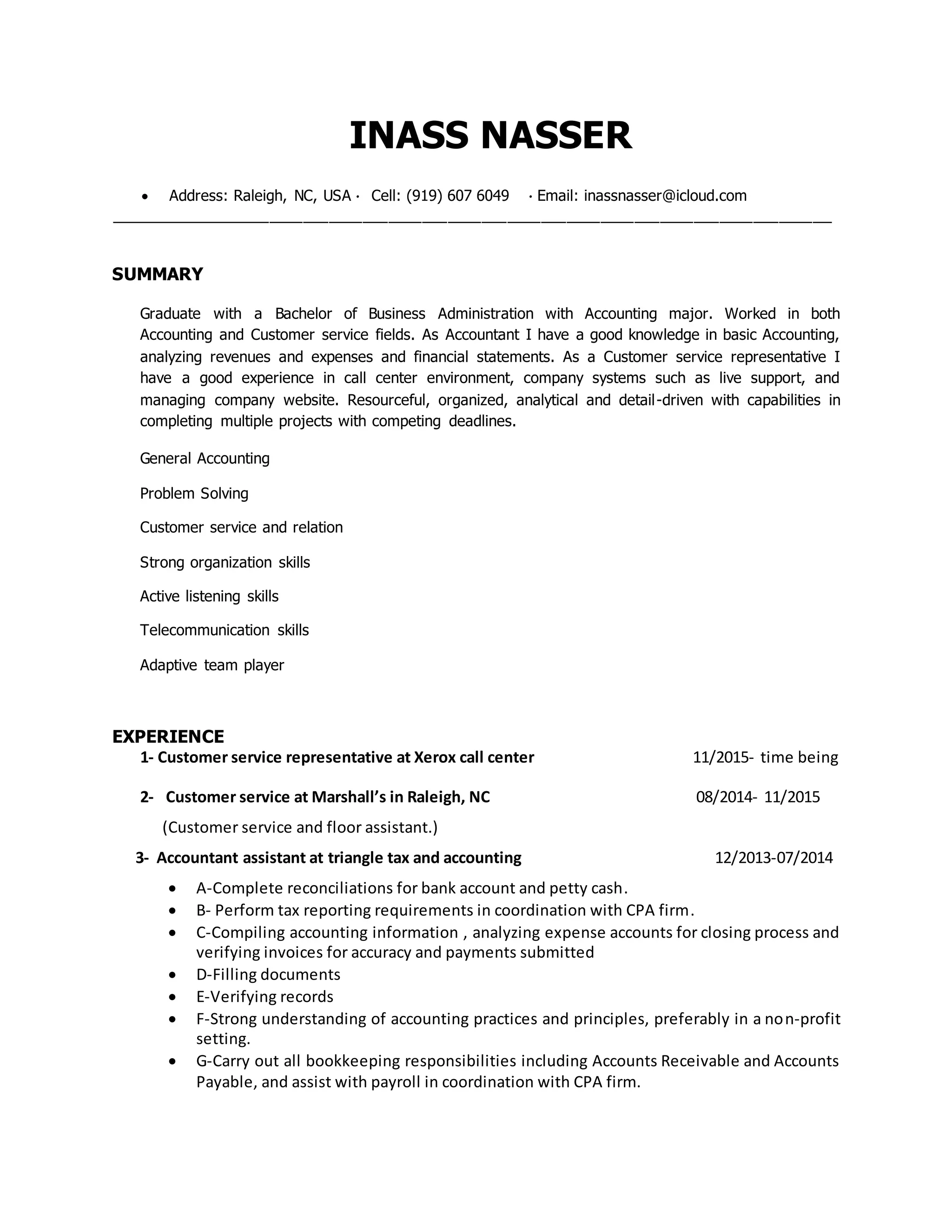 Nasser inass resume | PDF