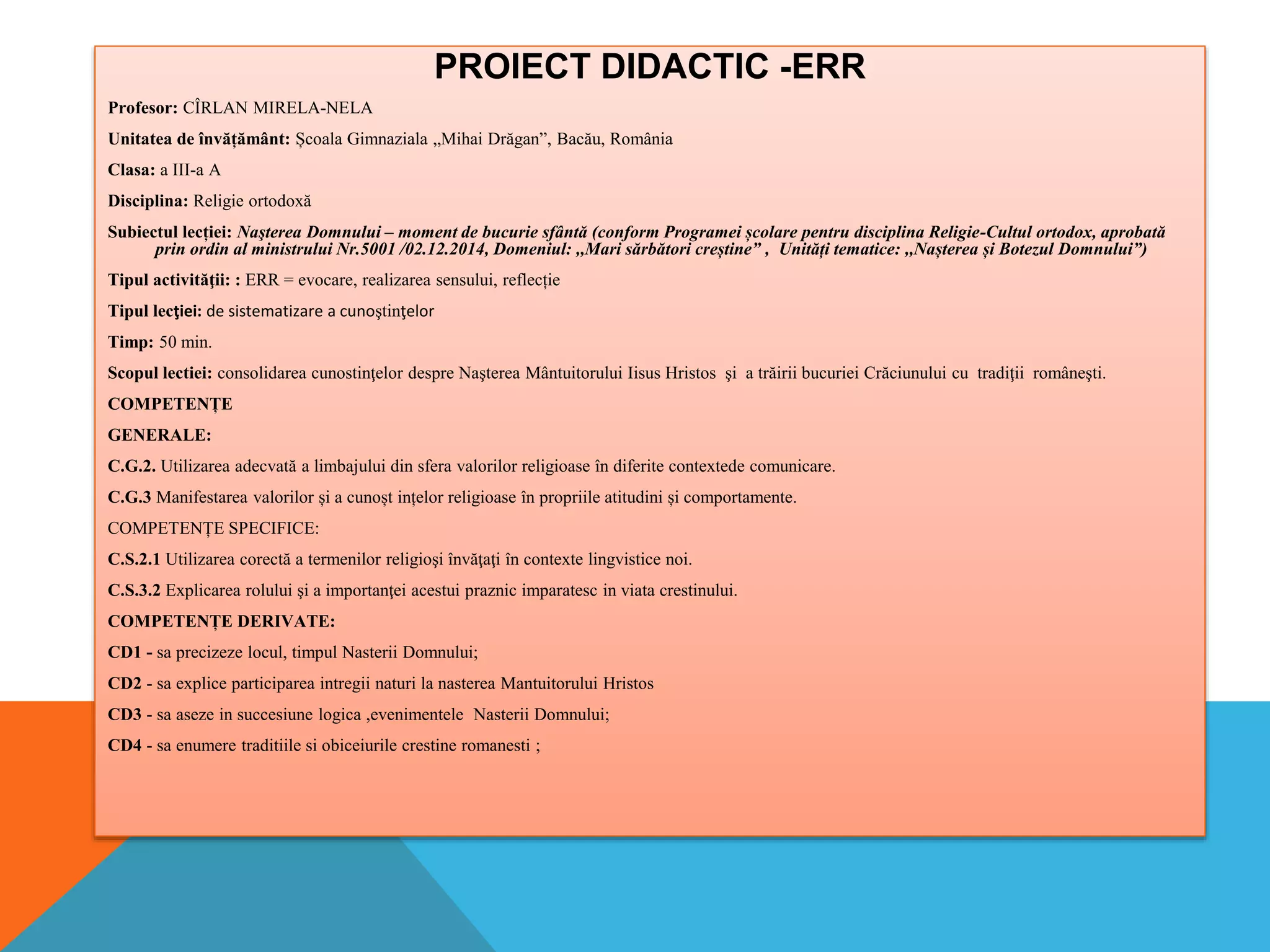 Nașterea Domnului, Prof. Cîrlan Mirela-Nela | PPTX