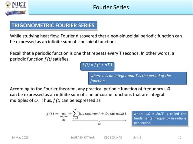 Network analysis & synthesis Fourier Series | PPTX