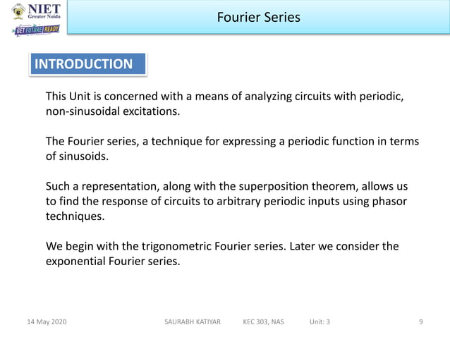Network analysis & synthesis Fourier Series | PPTX