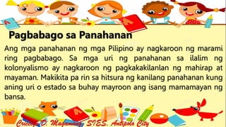 Nasusuri ang pagbabago sa panahanan ng mga Pilipino sa panahon ng ...