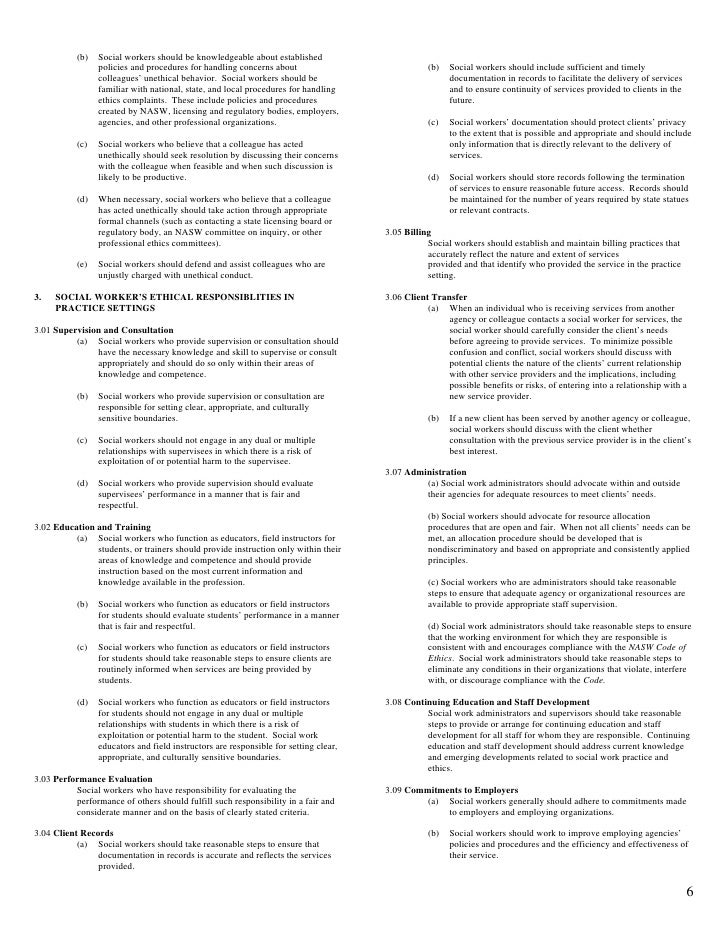 Nasw Code Of Ethics