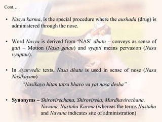 Nasya kalpas on Different Vyadhis | PPT