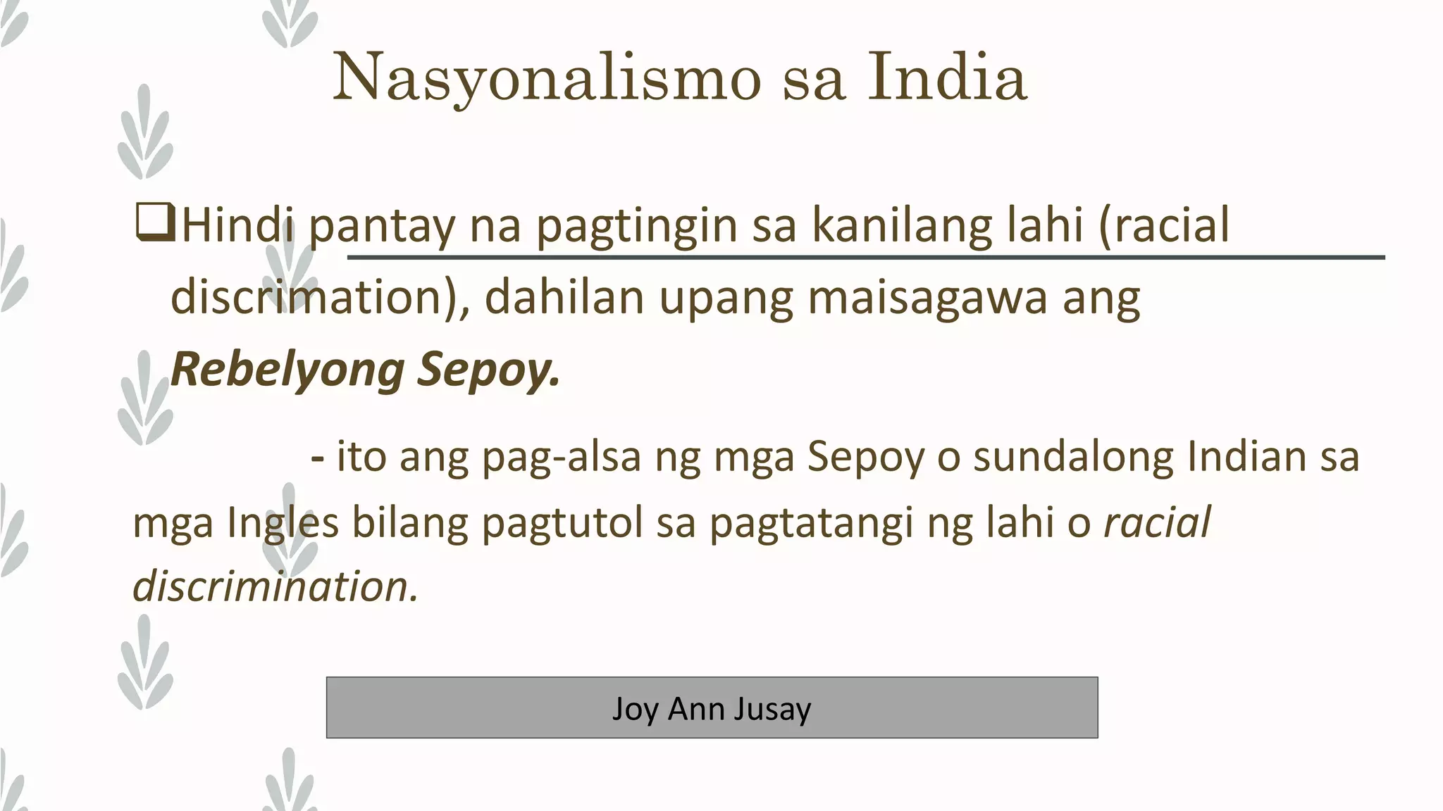 Nasyonalismo sa Timog Asya | PPTX