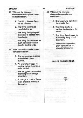 English NAT 6- 2007 | PDF