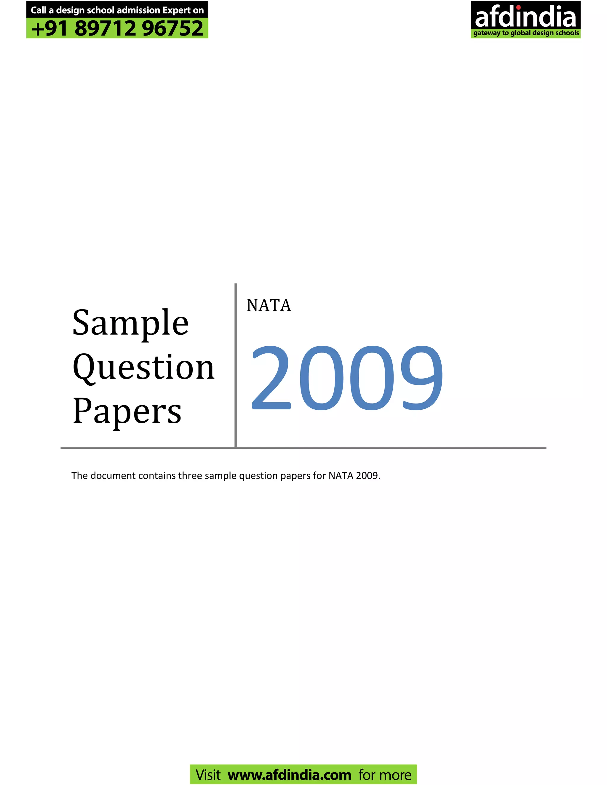 Nata 2009 sample question paper | PDF