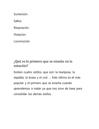 Natación | DOCX | Swimming | Sports