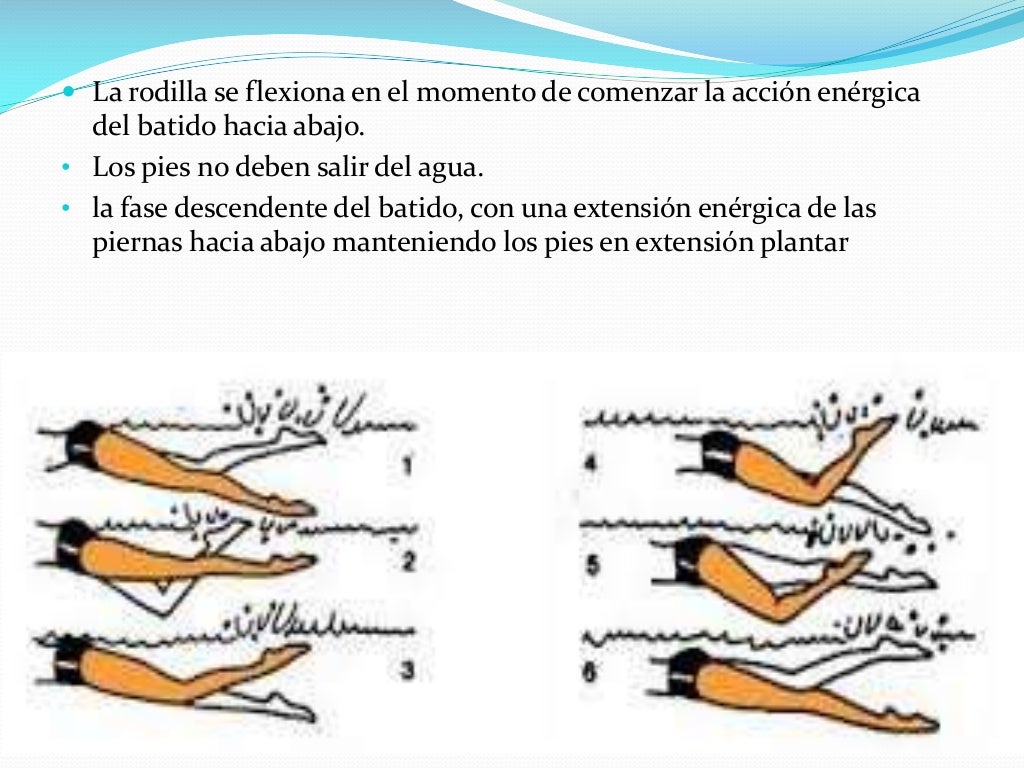 Natación patada movimiento descendente